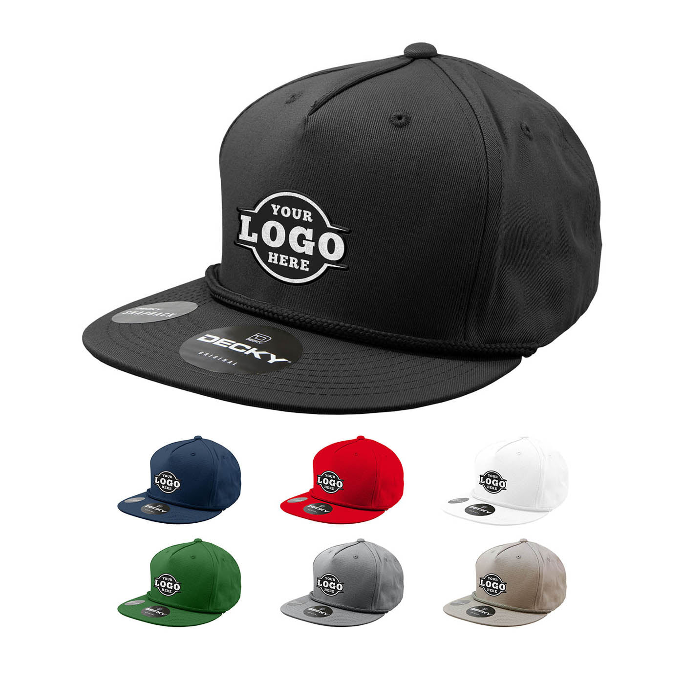 Custom Embroidered Decky 1041 - Classic Flat Bill Golf Hat with Rope ...