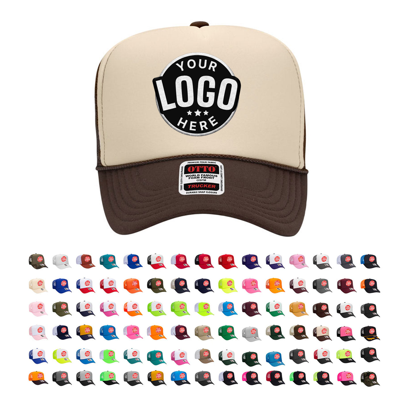 Custom Embroidered Otto 39-165 - 5 Panel High Crown Foam Trucker Hat M ...