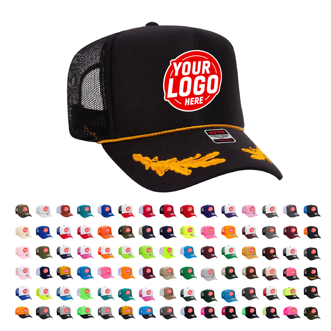 Custom Embroidered Otto 39-165 - 5 Panel High Crown Foam Trucker Hat M ...