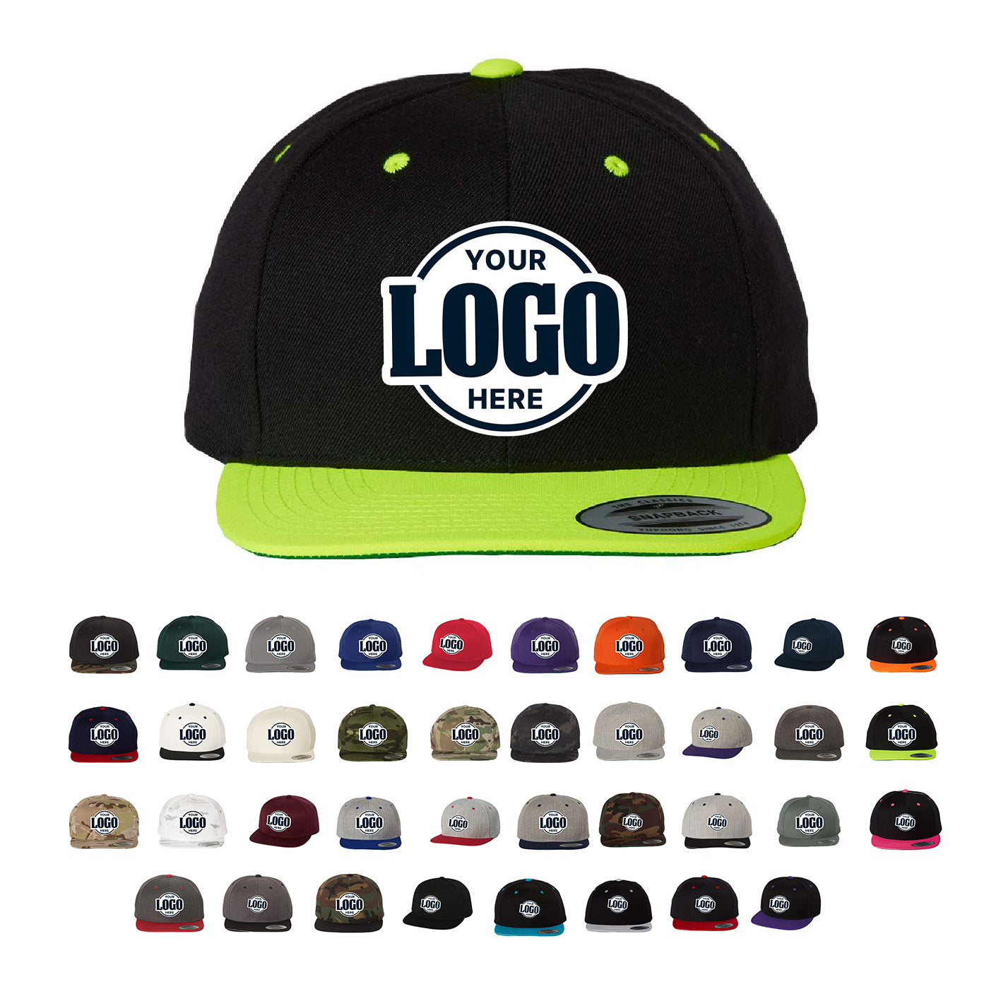 Custom Embroidered YP Classics, Yupoong 6089 - Premium Flat Bill, Snap ...