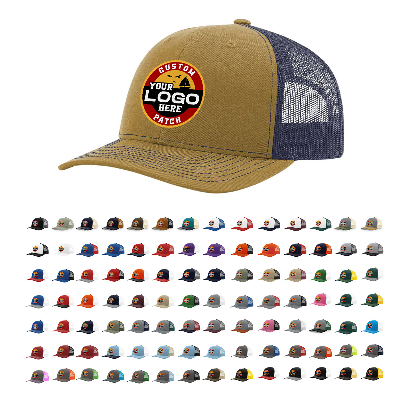Custom Patch Richardson 112 Trucker Cap Split Hats Split Colors Two Co ...