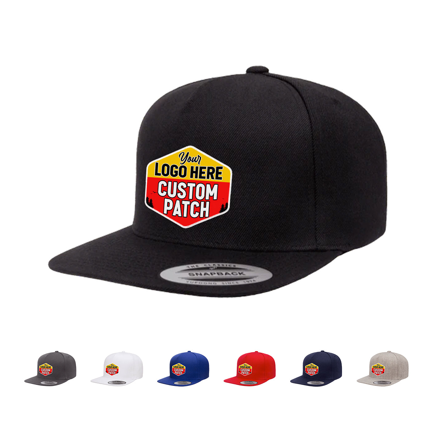 Custom Patch Yupoong 5089M 5-Panel Snapback Hat, Flat Bill Cap, YP Cla ...