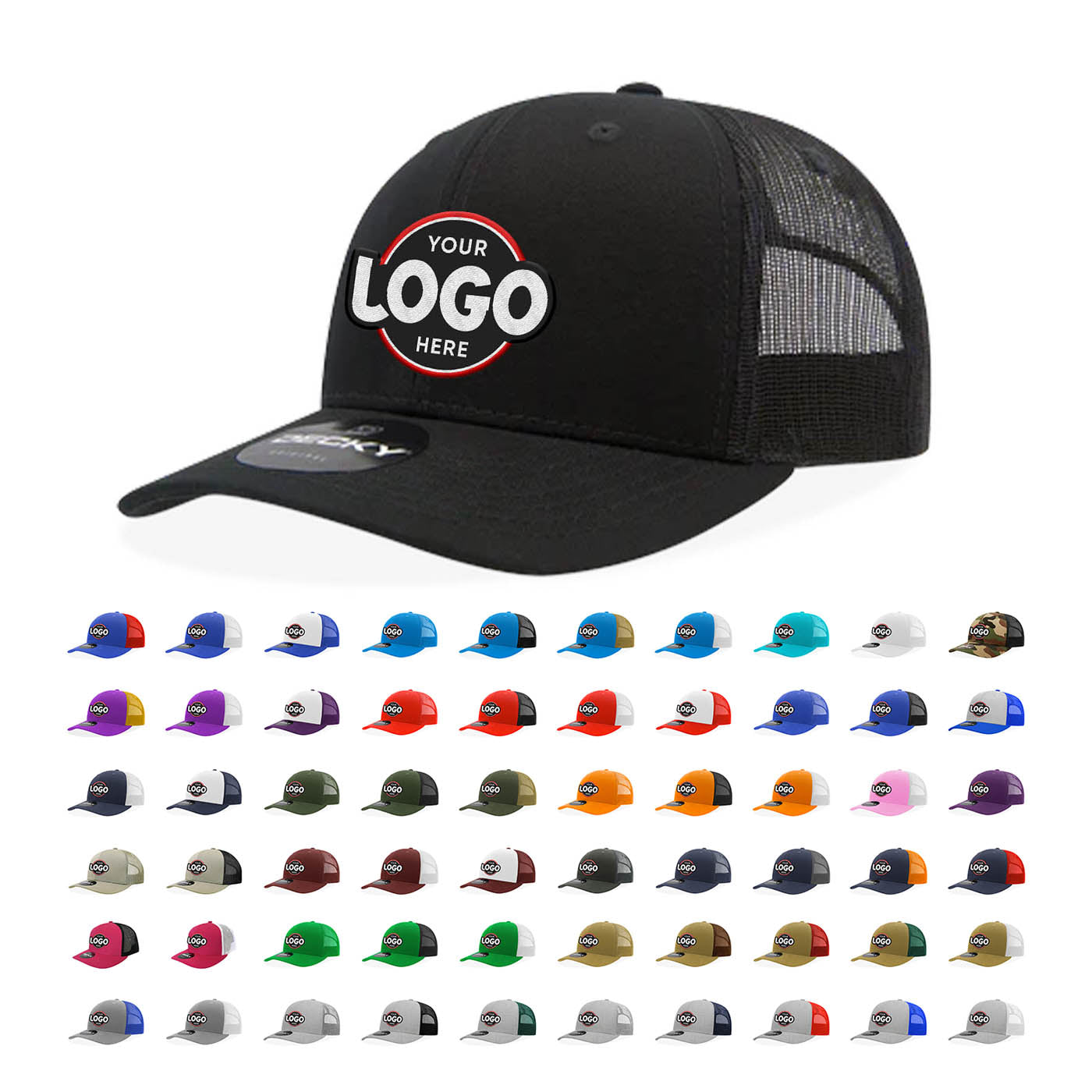 Custom Embroidered Decky 6021 Classic Trucker Hat, 6 Panel Mid Profile – Star Hats and Embroidery