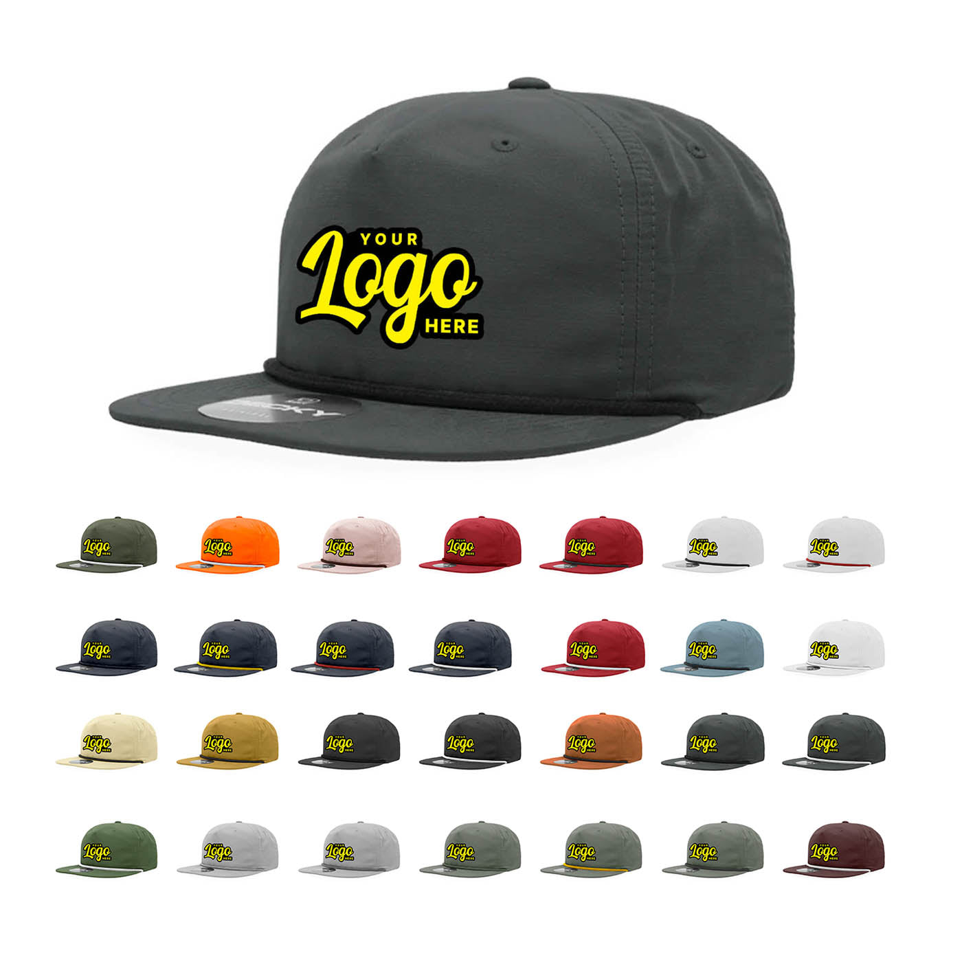 50 Hats Custom Logo Decky 6032 Classic Rope Caps, 5 Panel Hats Embroid ...