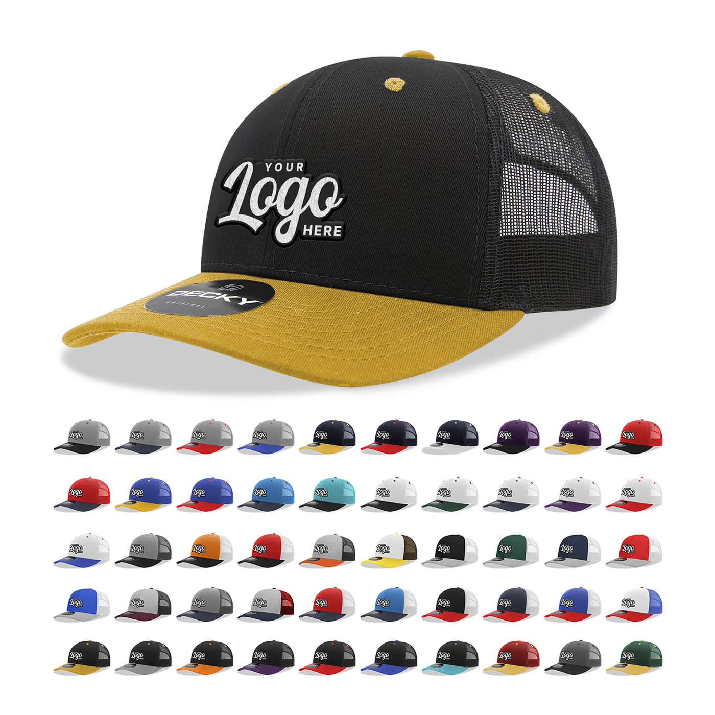 Custom Embroidered Decky 6021 - Classic Trucker Hat, 6 Panel Mid Profi – Star Hats and Embroidery