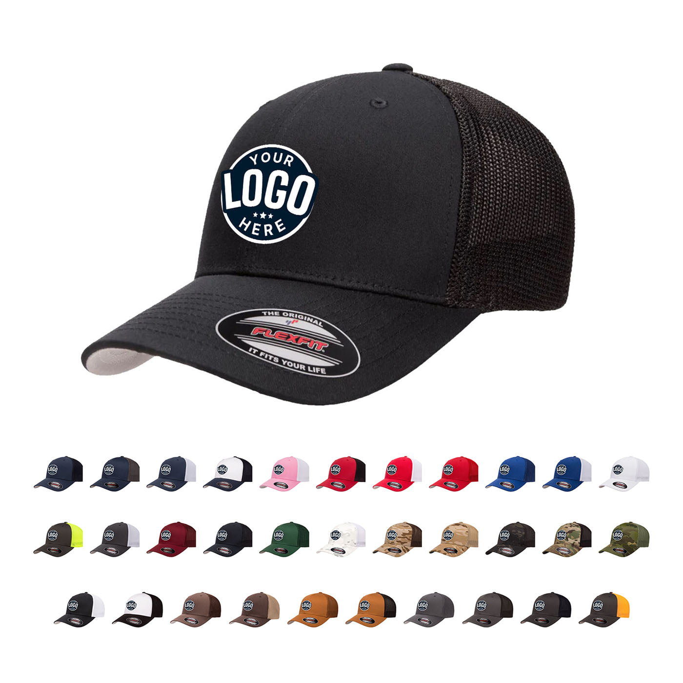 Custom Embroidered Flexfit 6511 Trucker Hat with Mesh Back – Star Hats ...