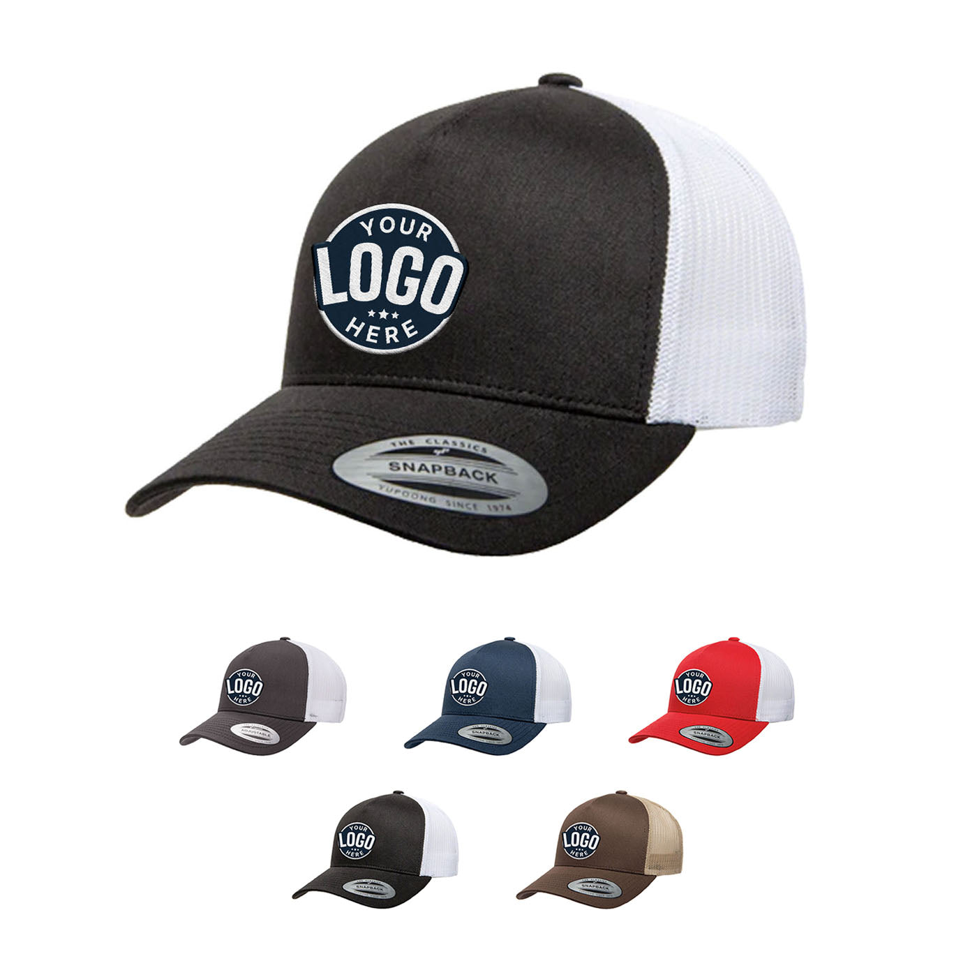 Custom Embroidered Yupoong 6506T 5-Panel Retro Trucker Hat, Mesh Back ...
