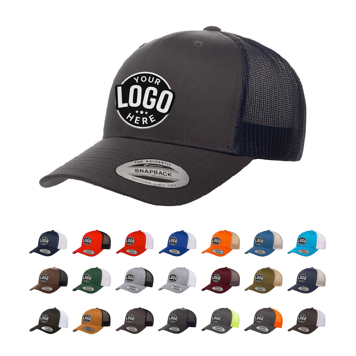 Custom Embroidered Yupoong 6606T Retro Trucker Hat, Mesh Back, 2-Tone ...