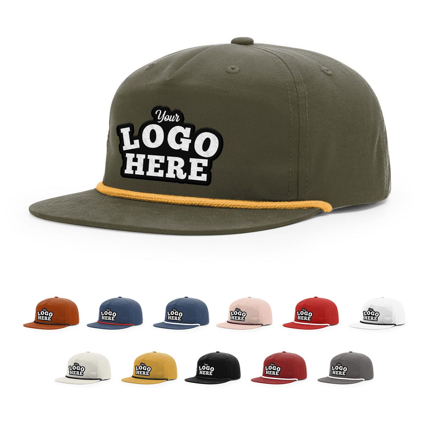 50 Hats Custom Logo Richardson 256 Umpqua Hats, 5 Panel Rope Caps Embr ...