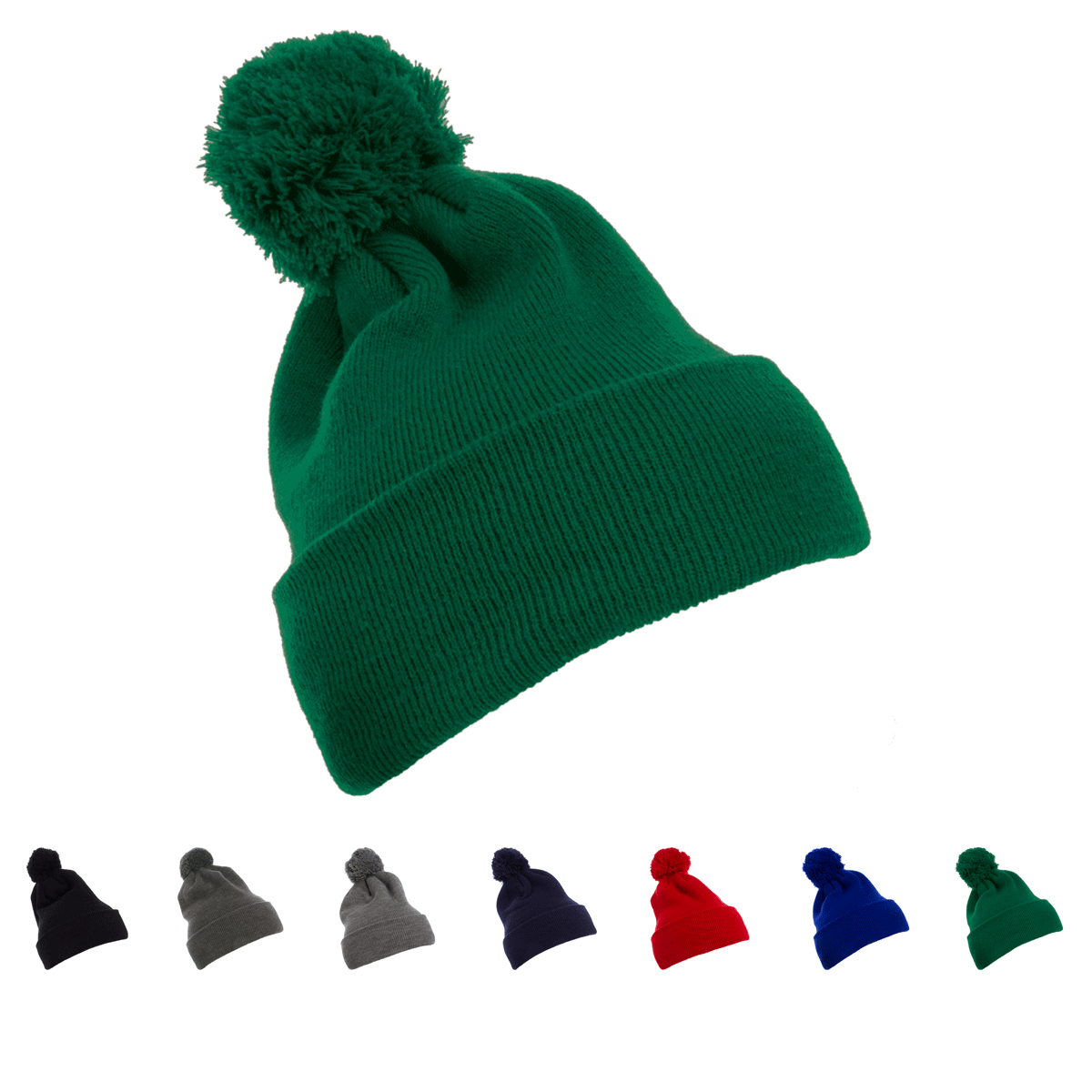 YP Classics 1501P Cuffed Pom Pom Knit Beanie, Knit Cap, Yupoong 1501P ...