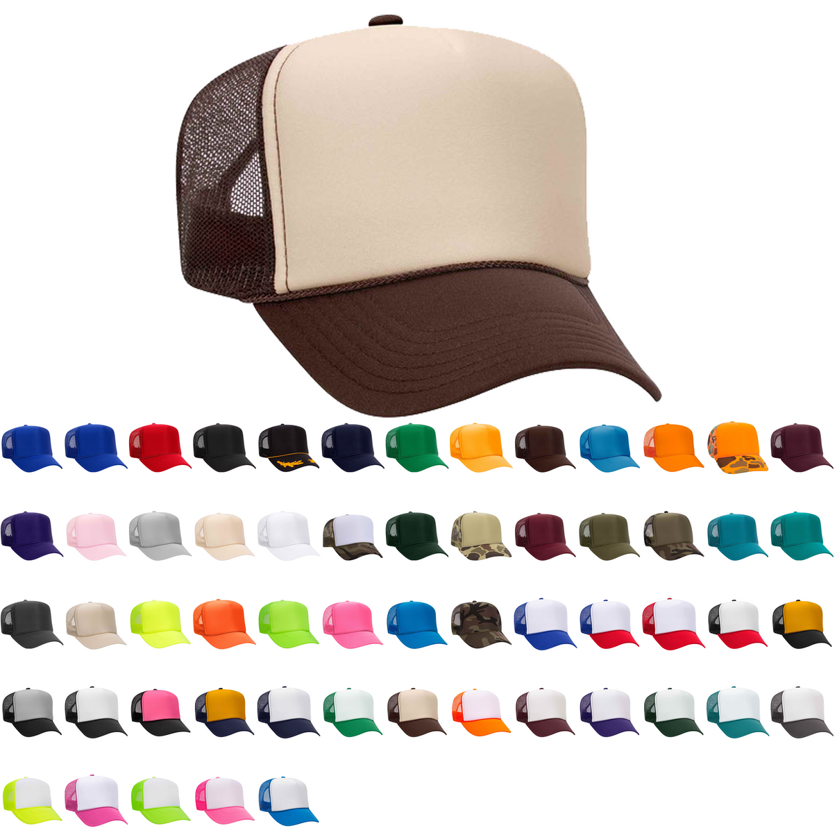 Otto 39-165 5 Panel High Crown Foam Trucker Hat Mesh Back Cap - Blank ...