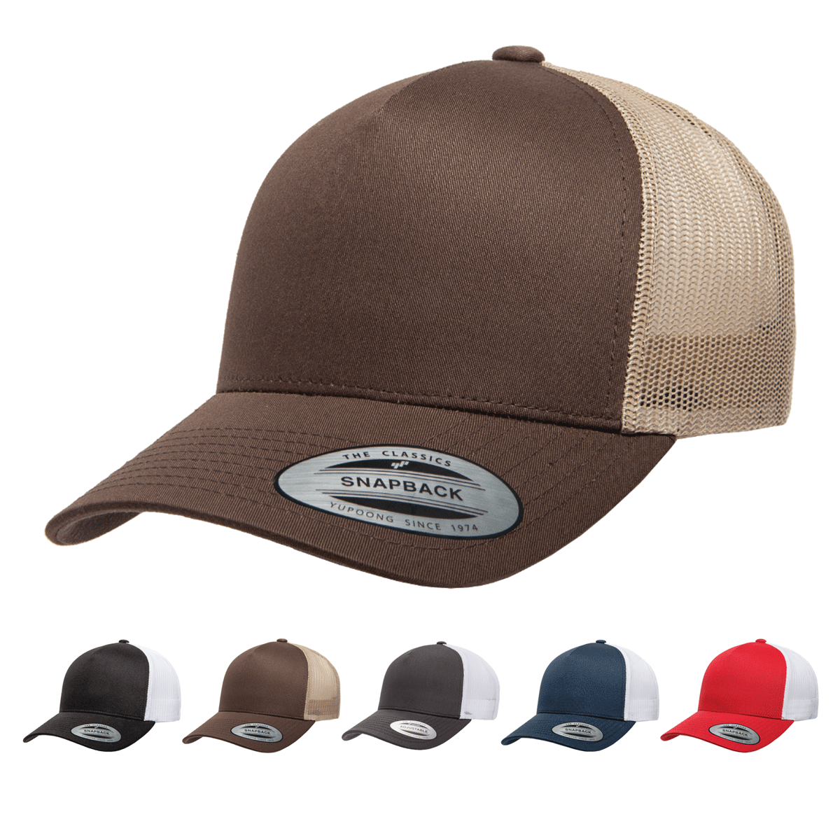 Yupoong 6506T 5 Panel Retro Trucker Hat Mesh Back, 2-Tone Colors, YP C ...